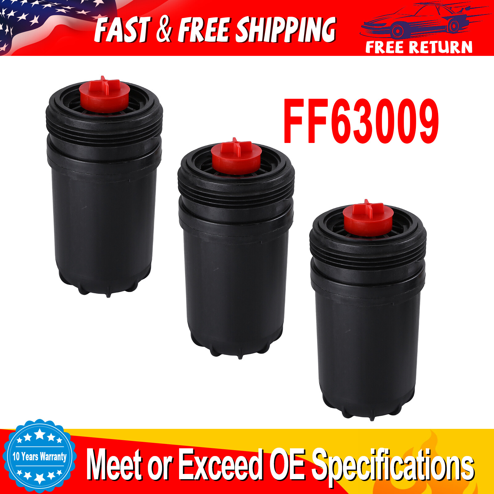 3PCS Fuel Filter 5303743 FF63009 For Fleetguard FF63009 Cummins Engine ...
