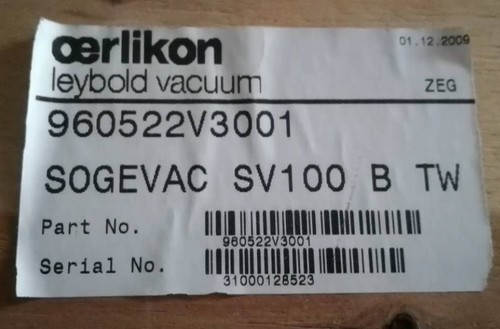 1PC NEW OERLIKON leybold vacuum SOGEVAC SV100B 960522V3001 | eBay