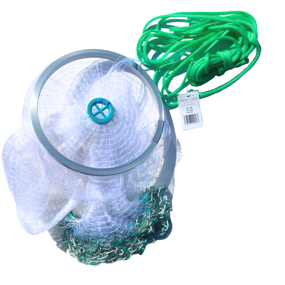 Cast Net Bait 5-10 Ft Mono Drawstring 3/8"-1/2"-1"-2" CHAIN Bottom ...