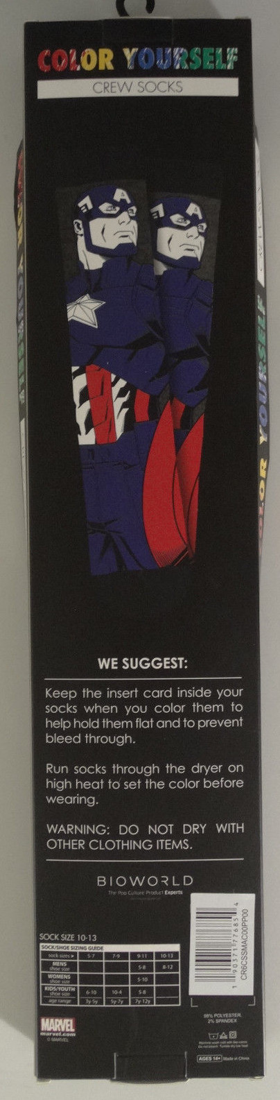 Captain America Marvel Comics Color Yourself Adult Crew Socks | eBay