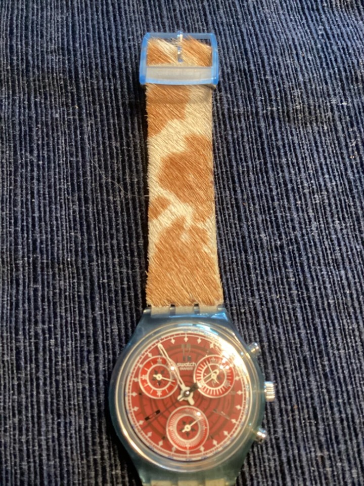 Vintage Swatch Chrono Fury SCN109 Cowhide band new. original case never ...