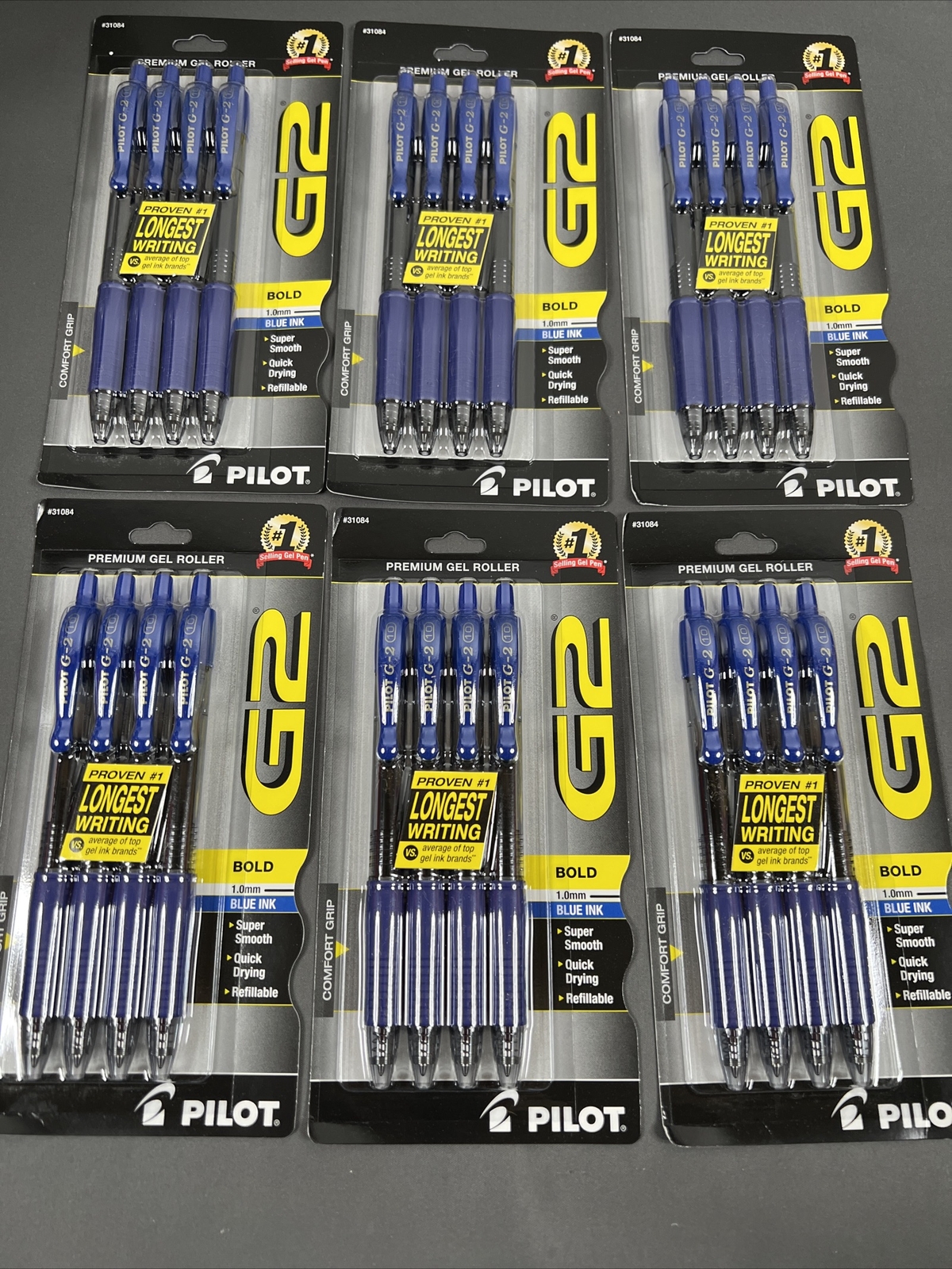 24X Pilot G2 Retractable Premium Gel Ink Roller Ball Pens 1.0 Bold Blue ...