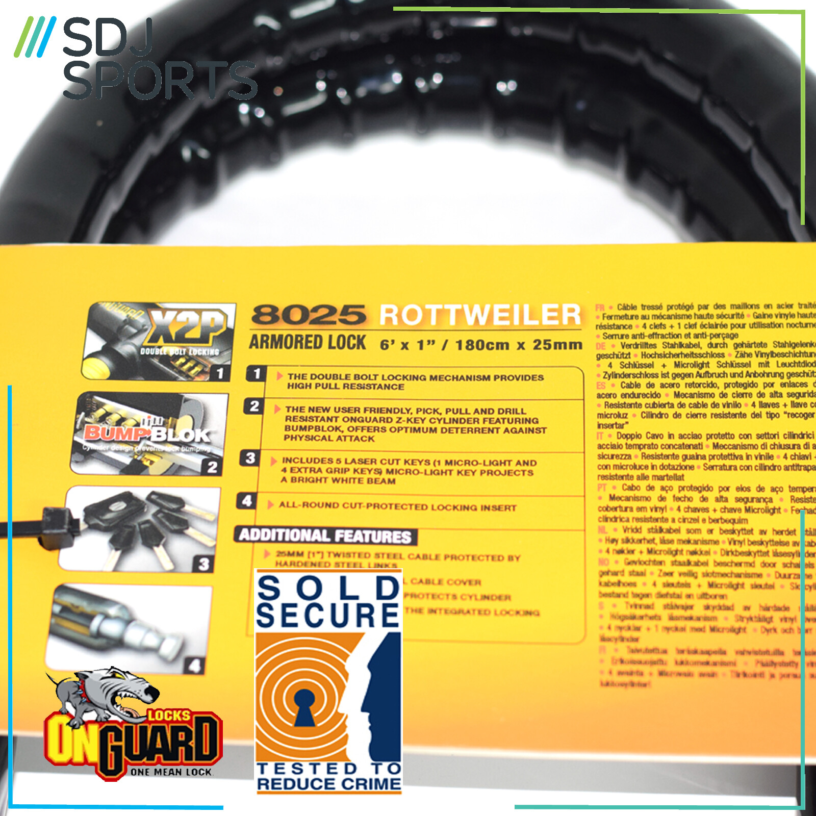 ONGUARD ROTTWEILER 8025 CYCLE DE SECURITE AVEC CABLE ARME VENDU SECURE ...