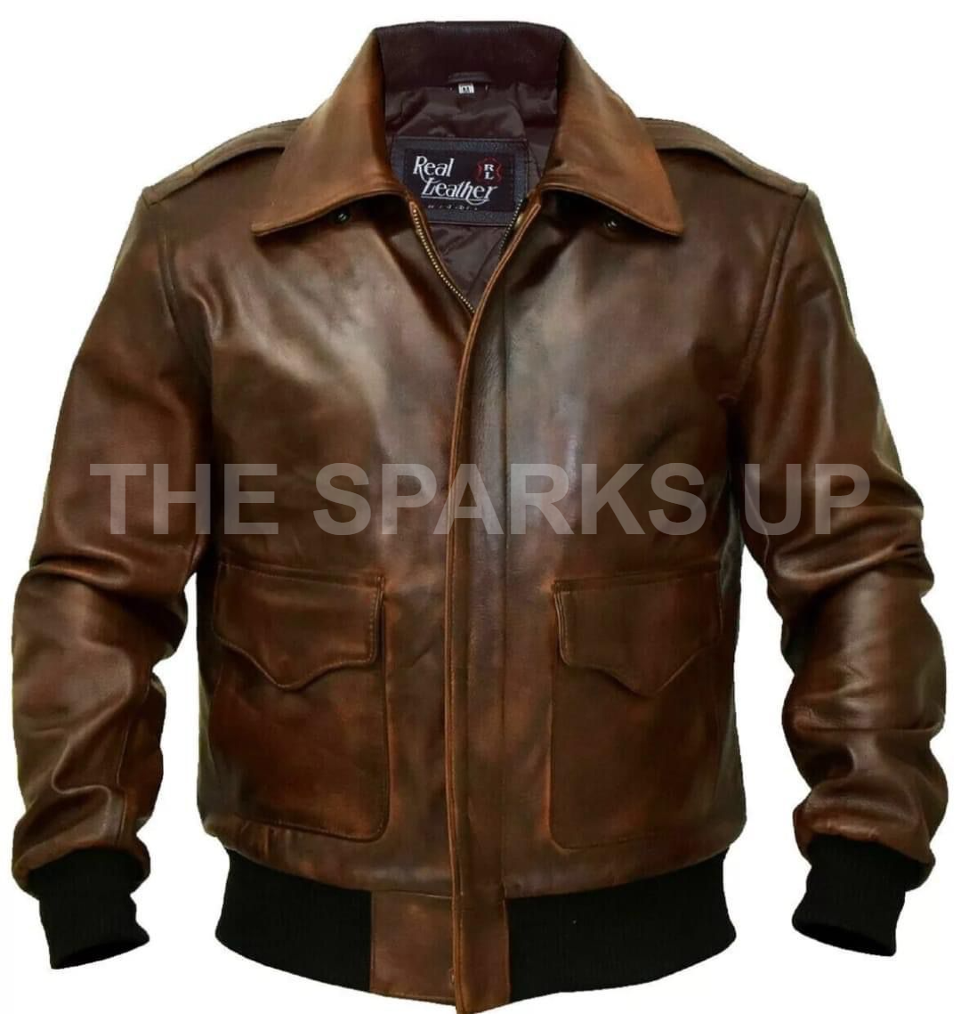 Air Force A2 Flight Aviator Military Style Men's Distressed Real ...