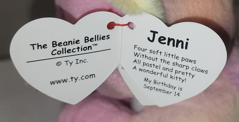 Ty Beanie Baby Bellies JENNI Tie Dyed Kitty Cat 6" NEW Plush Stuffed ...
