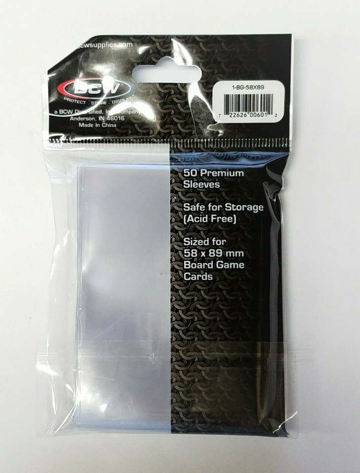 BCW 50 Count Board Game Card Protector Sleeves Clear 58 x 89 mm NEW NIP ...