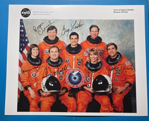 STS-83 PRIME MISSION CREW 6/7 MEMBER SIGNED AUTOGRAPHED NASA LITHO SCCS ...