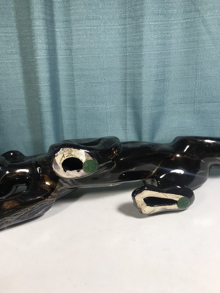 Vintage Royal Haeger Black Nickel Ceramic Panther Statue Mid Century ...