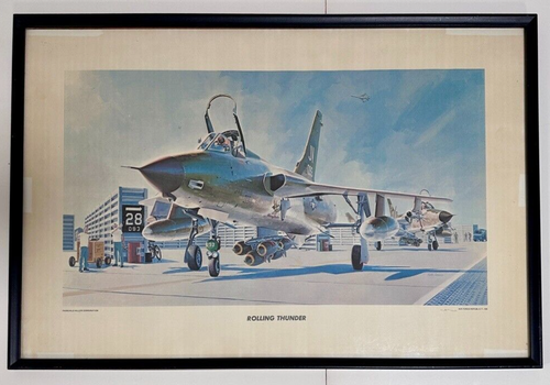 1960s FRAMED PRINT ROLLING THUNDER KEITH FERRIS F-105 FAIRCHILD HILLER ...