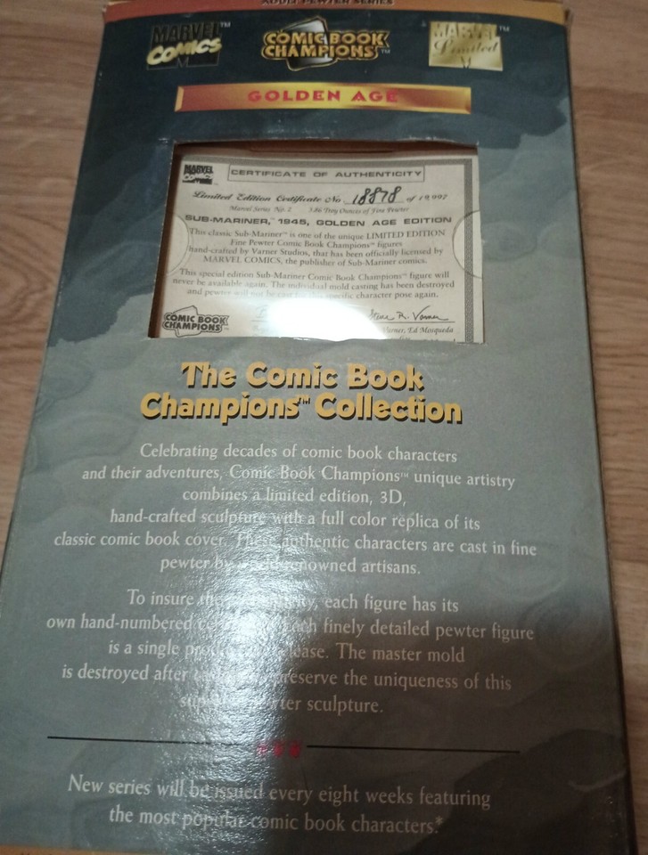Marvel Limited Comic Book Champions Golden Age Sub-Mariner Fine Pewter ...