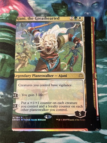 MTG NFC "miscut" War of the Spark Foil Ajani, the Greathearted #2 | eBay