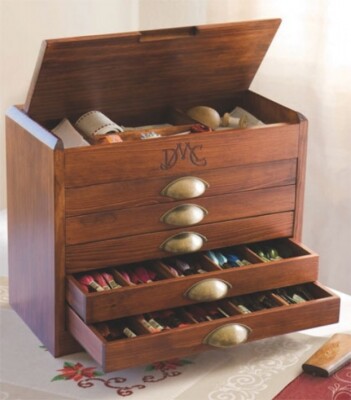 DMC Thread Wood Collectors Box Brown Wood | eBay UK