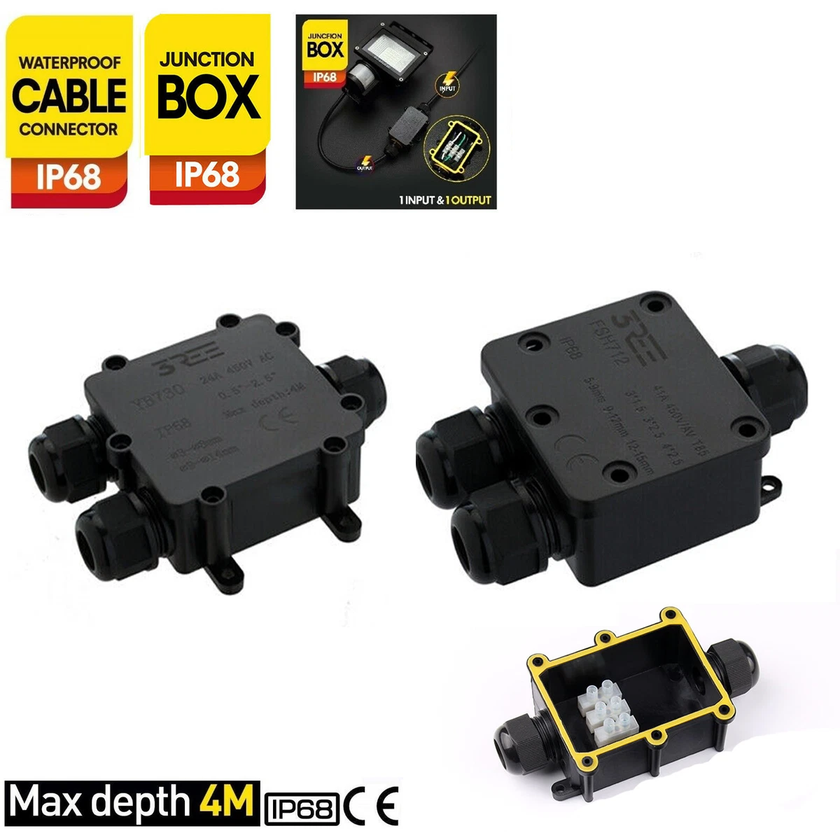 Outdoor Weatherproof Electrical Lighting Cable Connector Junction Box ...