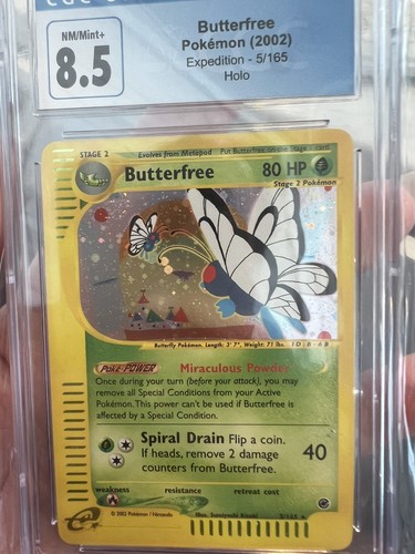 2002 Expedition Base Set Holo Butterfree 5/165 Graded CGC 8.5 W/Swirl ...