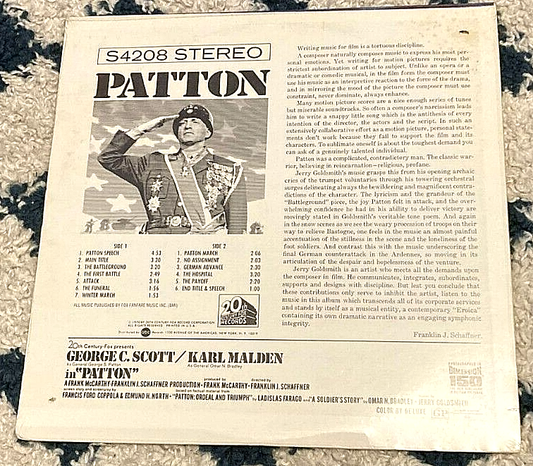 Goldsmith: Patton original Soundtrack LP 20th Century-Fox/US stereo ...