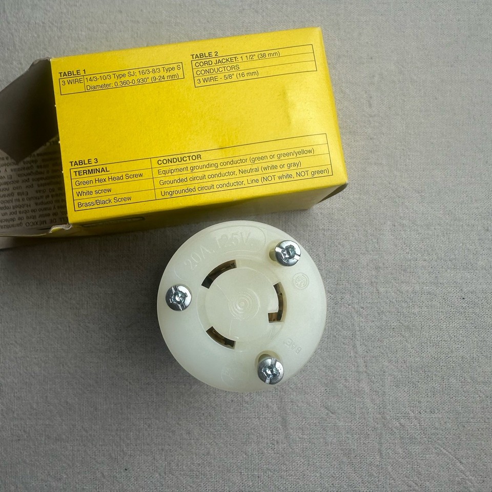 Hubbell HBL2313 Insulgrip Twist Lock 2 Pole 3 Wire Grounding 20A 125V ...