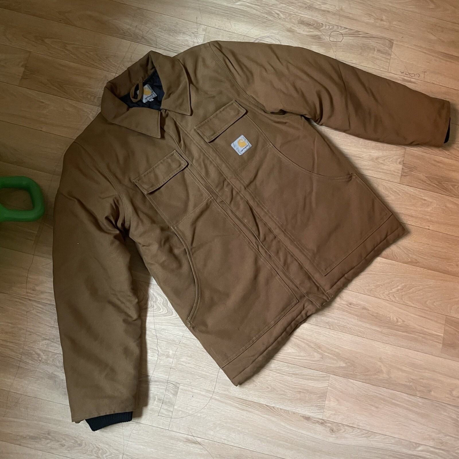 VINTAGE Carhartt winter jacket denim overcoat Chore arctic brown men's ...