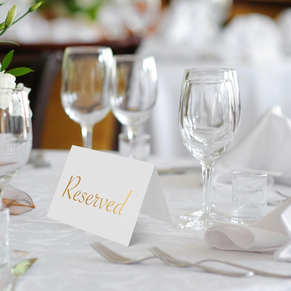20pcs Reserved Seating Signs | Elegant Gold Reserved Table Signs for ...
