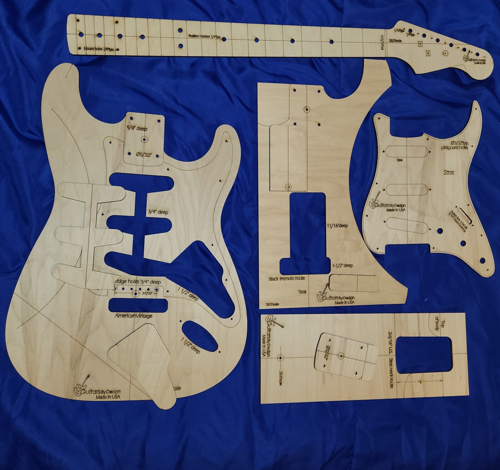 Guitar Body, Neck &Pickguard Router Template Set 4Standard Strat Parts ...