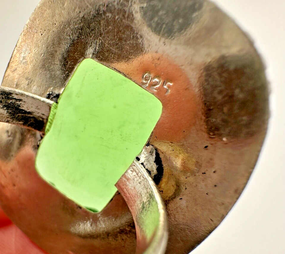 Sterling Silver Green Ring 925 SZ 8 St. Patrick's Day Cocktail ...