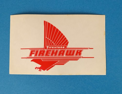 Vintage Firestone tires Firehawk decal red logo on clear | eBay