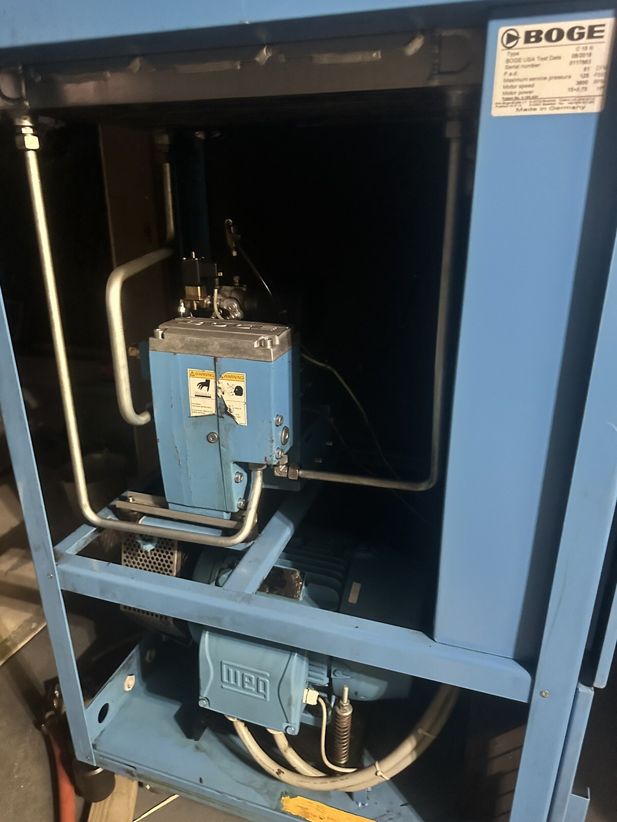 BOGE C 15 N BASE MOUNTED SCREW COMPRESSOR With Tank and Oil Regulators ...