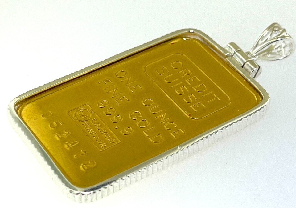 Sterling silver screw top Bezel frame For 1 oz ounce Credit Suisse Gold ...