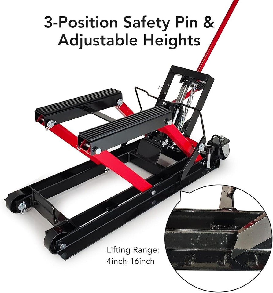 1500LBS Motorcycle Hydraulic Scissor Lift Jack Stand Portable ATV UTV ...