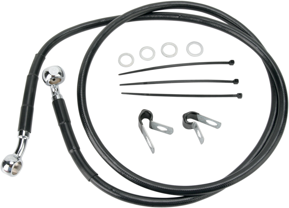 DRAG SPECIALTIES Brake Line - Front - Black - +6" 640113-6BLK | eBay