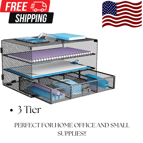 Paper Trey Organizer, 3 Tier Mesh Drawer File Organizer, For Home And ...