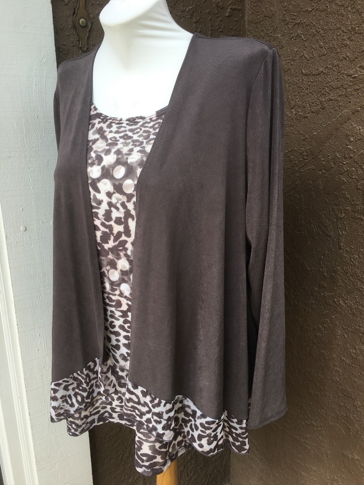 New 2-pc Set Chico's Travelers Mochachino Dot Leopard Tank Jacket 3 XL ...