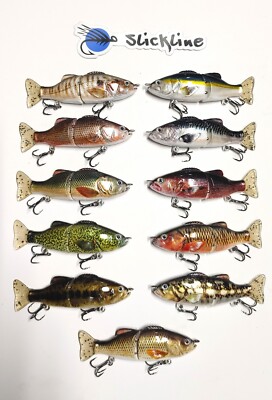 SLICKLINE 100 mm Jointed Sinking Minnow Glide Bait Fishing Lure Bass ...