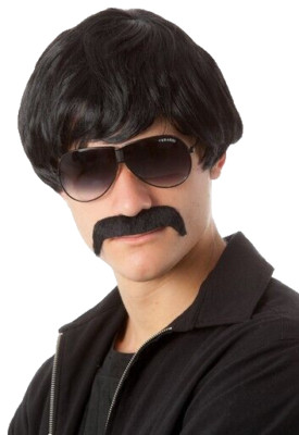 1970s Detective Wig & Moustache Black 60s Mod Wig By Allaura | eBay