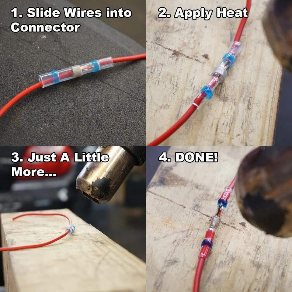800 Heat Shrink Self Soldering Butt Connector Wire Solder Stick Splice ...