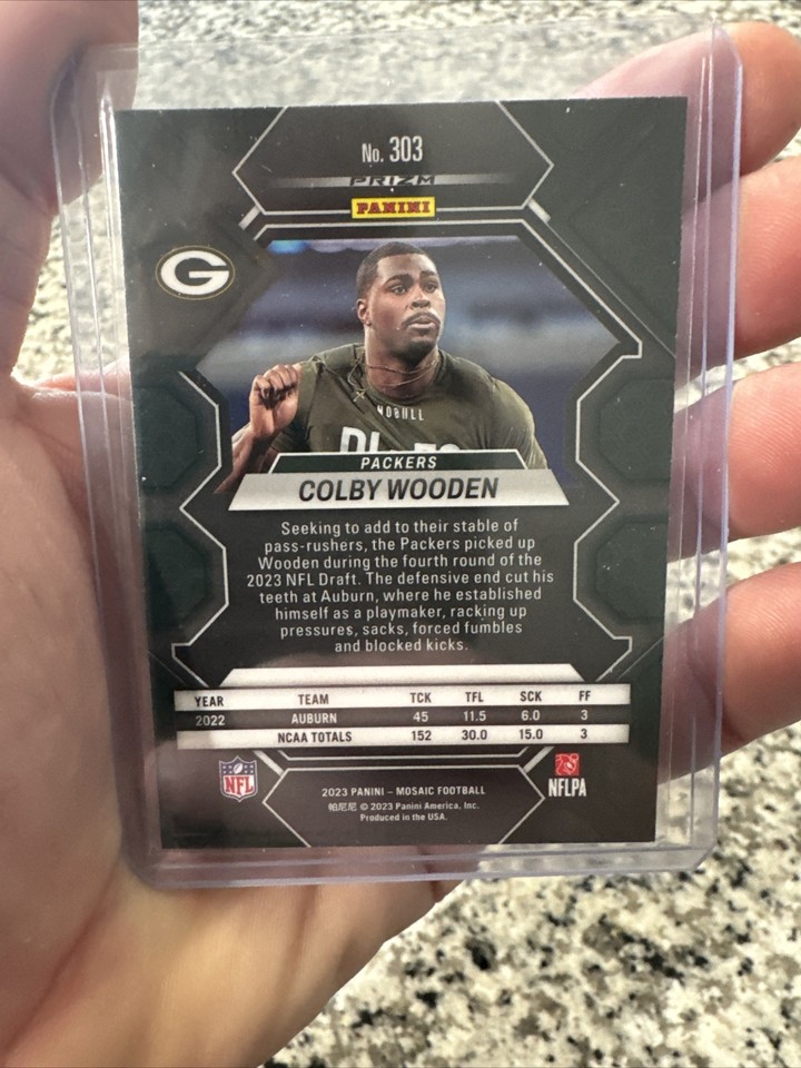 2023 Panini Mosaic Colby Wooden Reactive Yellow Prizm Rookie RC #303 ...