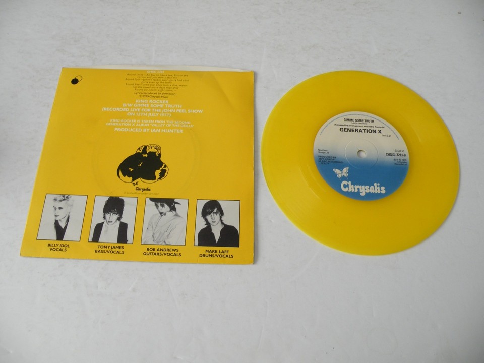 GENERATION X 'KING ROCKER' 45 UK CHRYSALIS 1979 PICTURE SLEEVE YELLOW ...