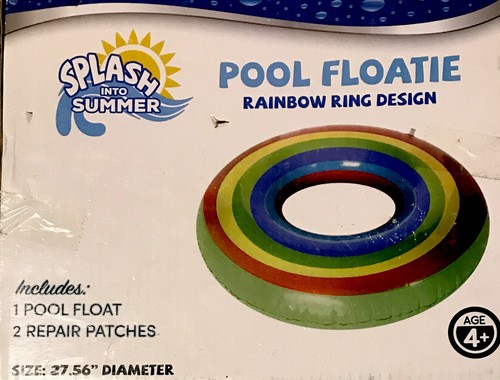 Rainbow Floatie Pool Float Ring, Kids Fun, Floating Seat, Ages 4+, 27 ...