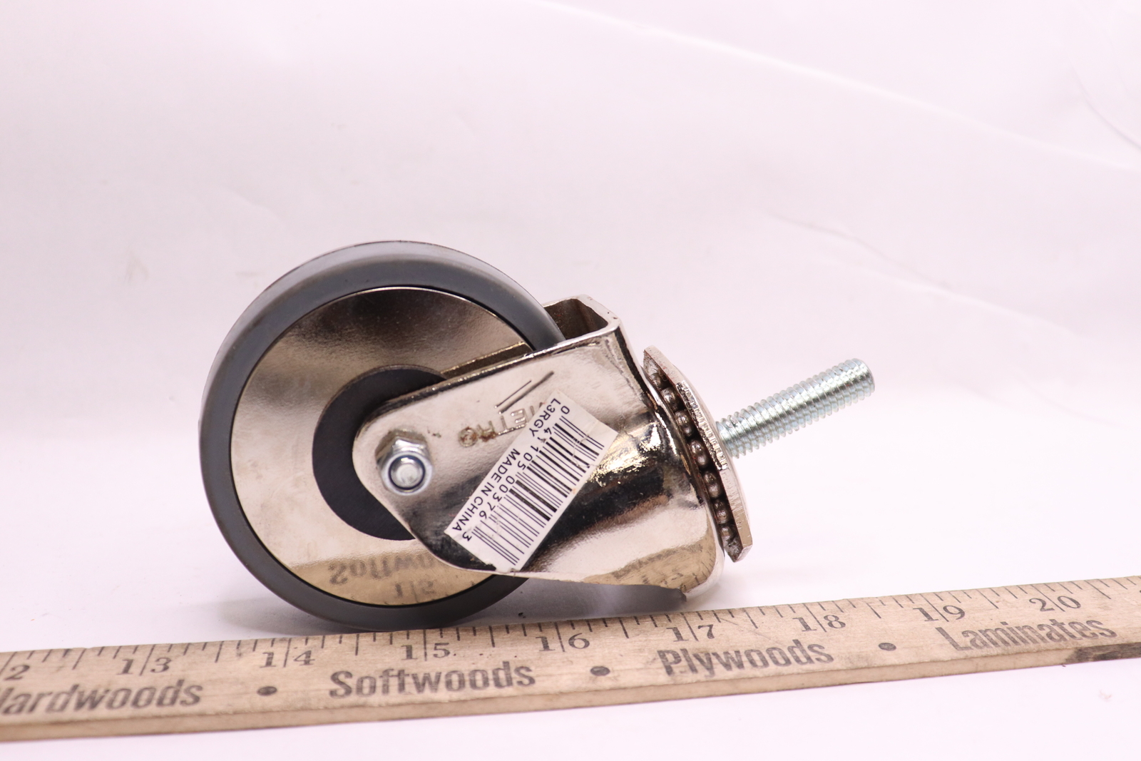 Intermetro 3-inch Nickel Plated Fork and Wheel Disc Gray Rubber Caster ...