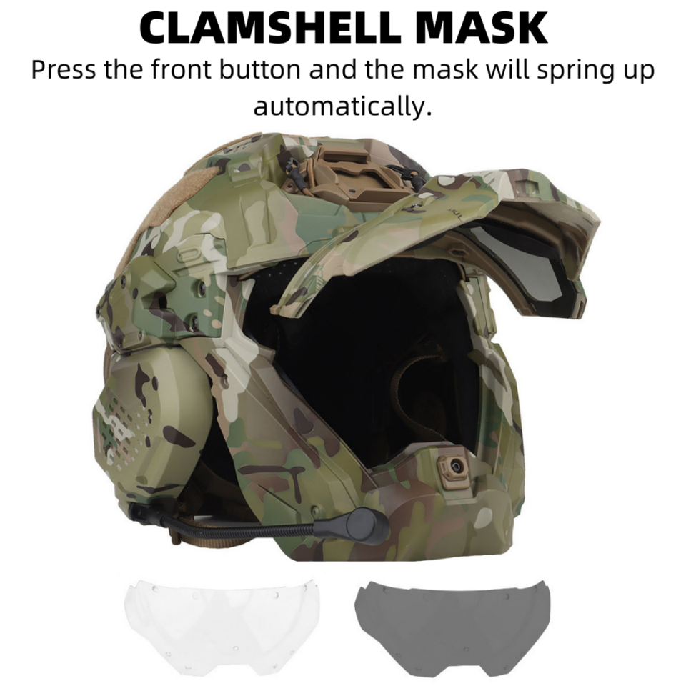 Tactical Assault Helmet II with Mask Headset Anti-Fog Fan NV Stand ...