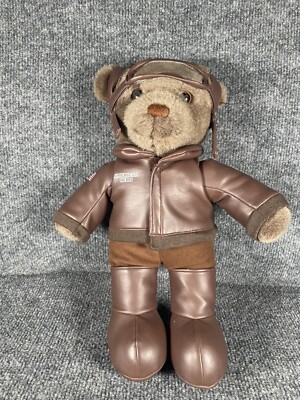 Applause American Hero AVIATOR teddy bear plush stuffed animal leather ...