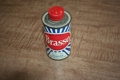Vintage Empty Brasso 7oz Polish Round Metal Can Plastic Top See Pix ...