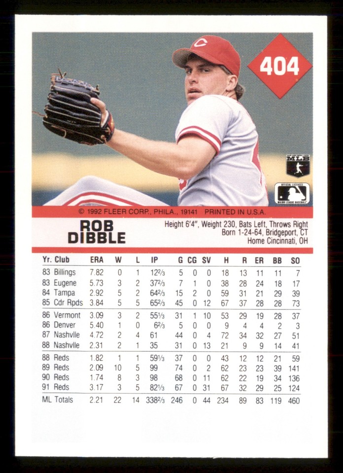 1992 Fleer #404 - Rob Dibble - Cincinnati Reds | eBay
