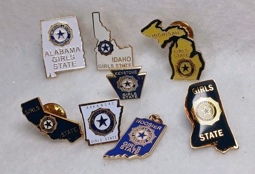 Vintage ALA American Legion Auxiliary Girls State Pin Charm Collection ...