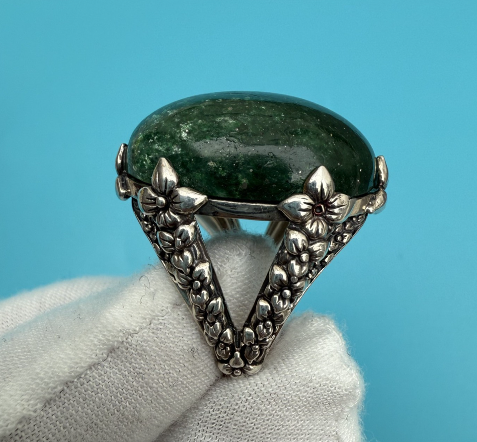 Gorgeous Stephen Dweck Green Jade / Quartz ? Cabochon Ring in Sterling ...