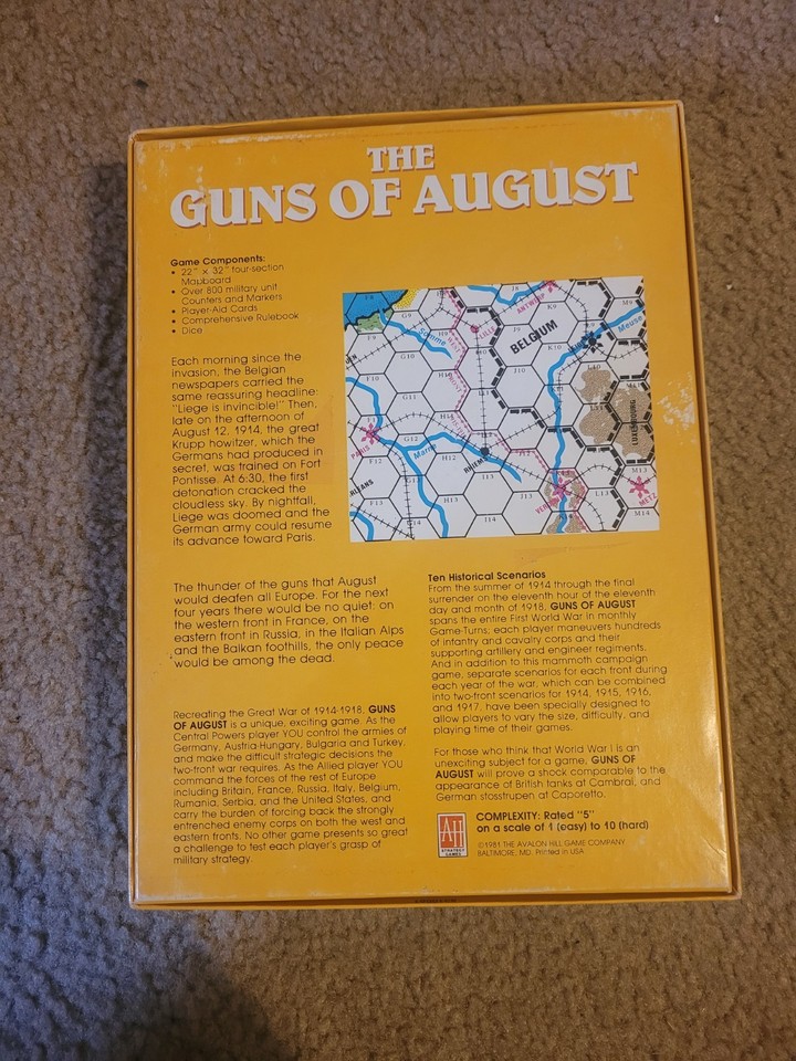 The Guns Of August Board Game Avalon Hill NIOB | eBay