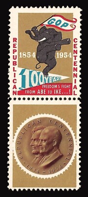 Pair (2) 1954 GOP Republican Centennial Political Stamps | eBay