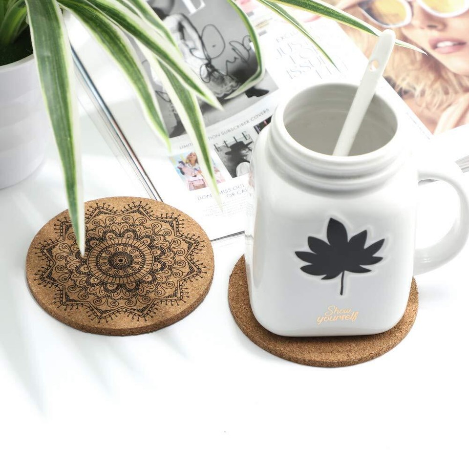 Cork Coasters For Drinks Reusable Cup Mat Round Cork Coasters Set For ...