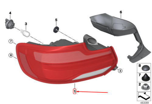 NEW BMW 2 F22 REAR LEFT LED TAILLIGHT BLACK LINE 63219491591 OEM NO ...