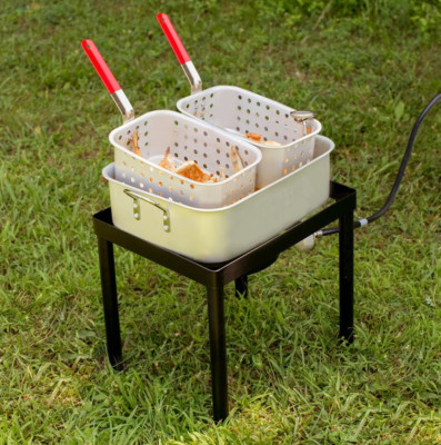 Liquid Propane 18 Qt Outdoor Aluminum Dual Basket Fish Deep Fryer ...