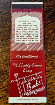 Vintage Matchbook: Buck's Restaurant, North Bergen, NJ | eBay